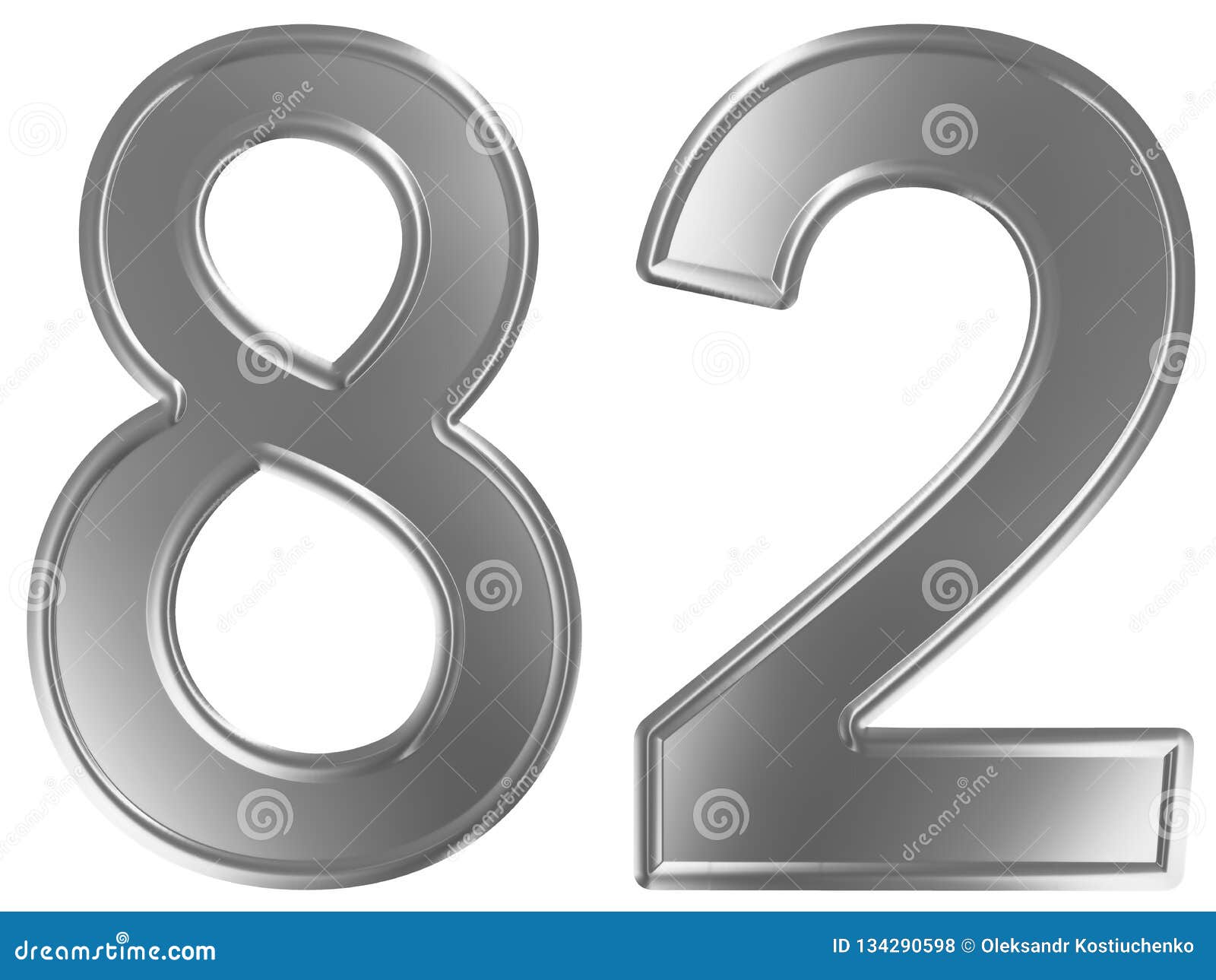 Numeral 82, Eighty Two, Isolated on White Background, 3d Render Stock ...