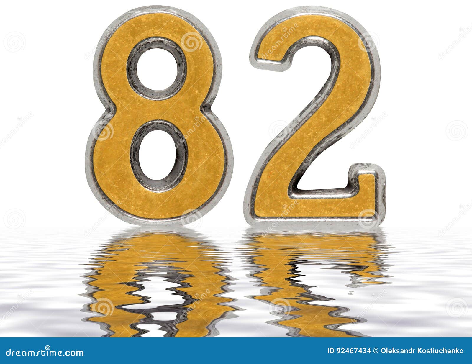 Numeral 82, Eighty Two, Reflected on the Water Surface, Isolated Stock ...