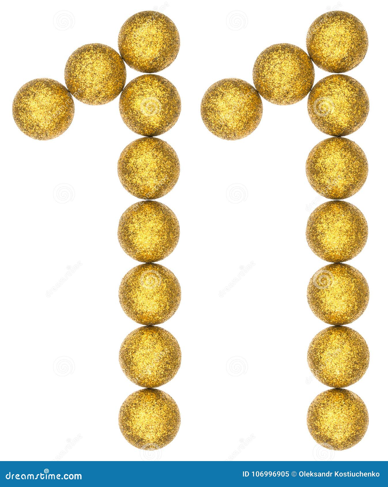 Numeral 11, Eleven, From Decorative Balls, Isolated On White Background ... Numeral 11, Eleven, From Decorative Balls, Isolated On White Background ...