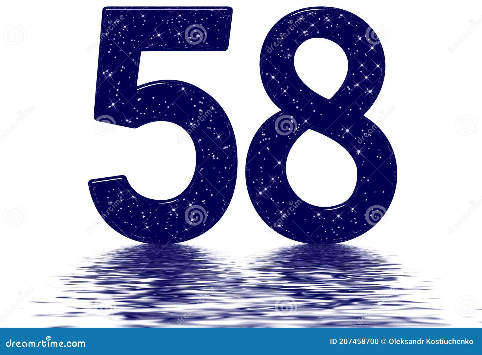 Numeral 58, Fifty Eight, Star Sky Texture Imitation, Reflected on the ...