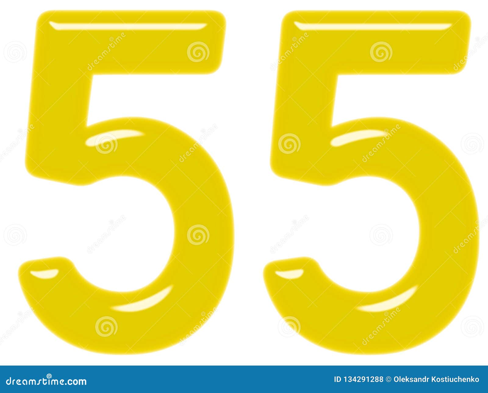 Numeral 55, Fifty Five, Isolated on White Background, 3d Render Stock ...