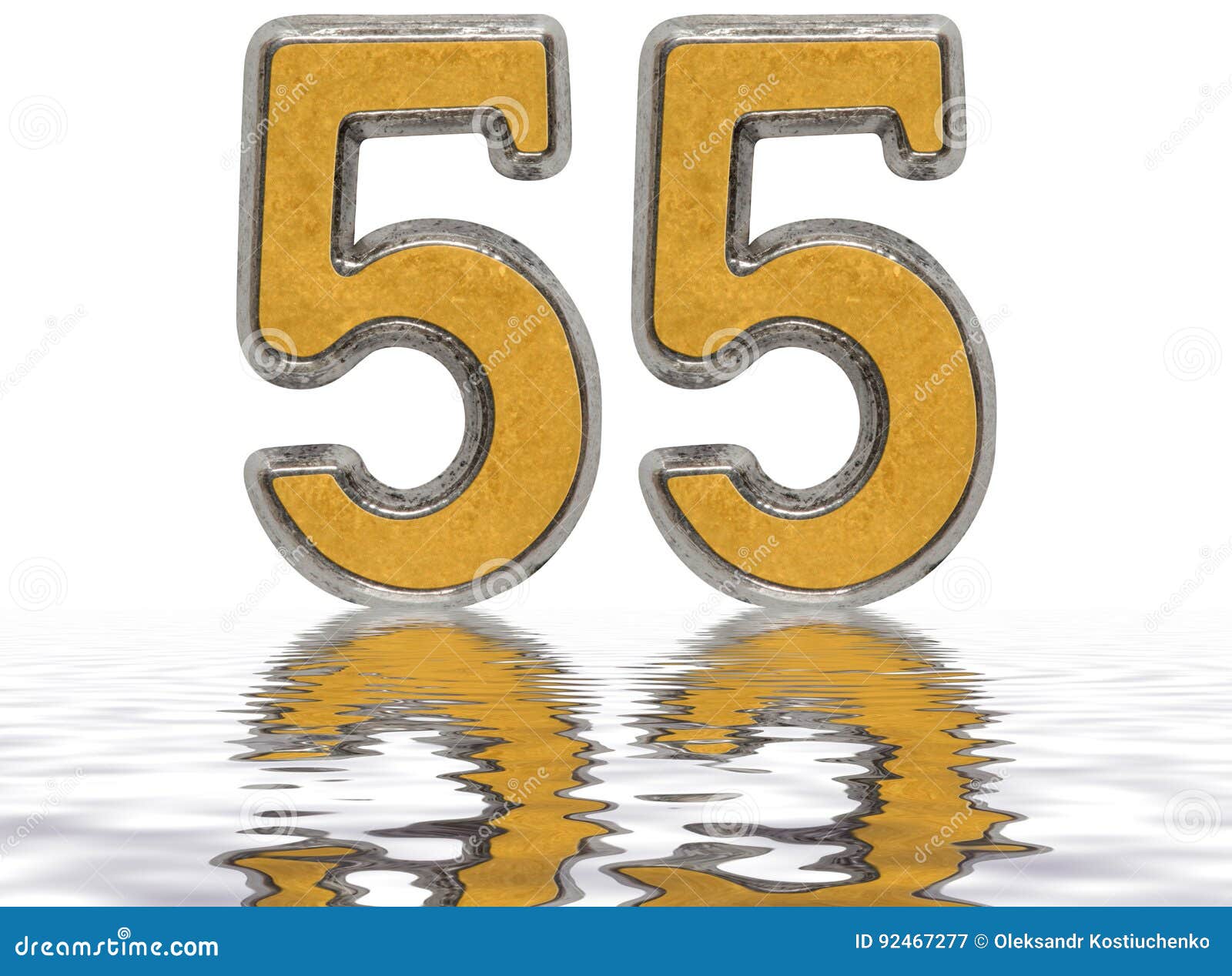 Numeral 55, Fifty Five, Reflected on the Water Surface, Stock ...