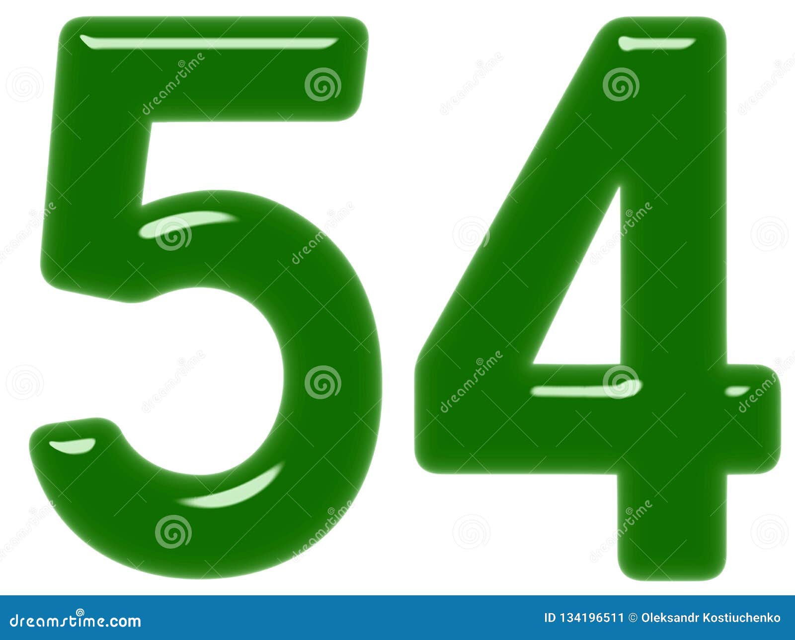 Numeral 54, Fifty Four, Isolated on White Background, 3d Render Stock ...