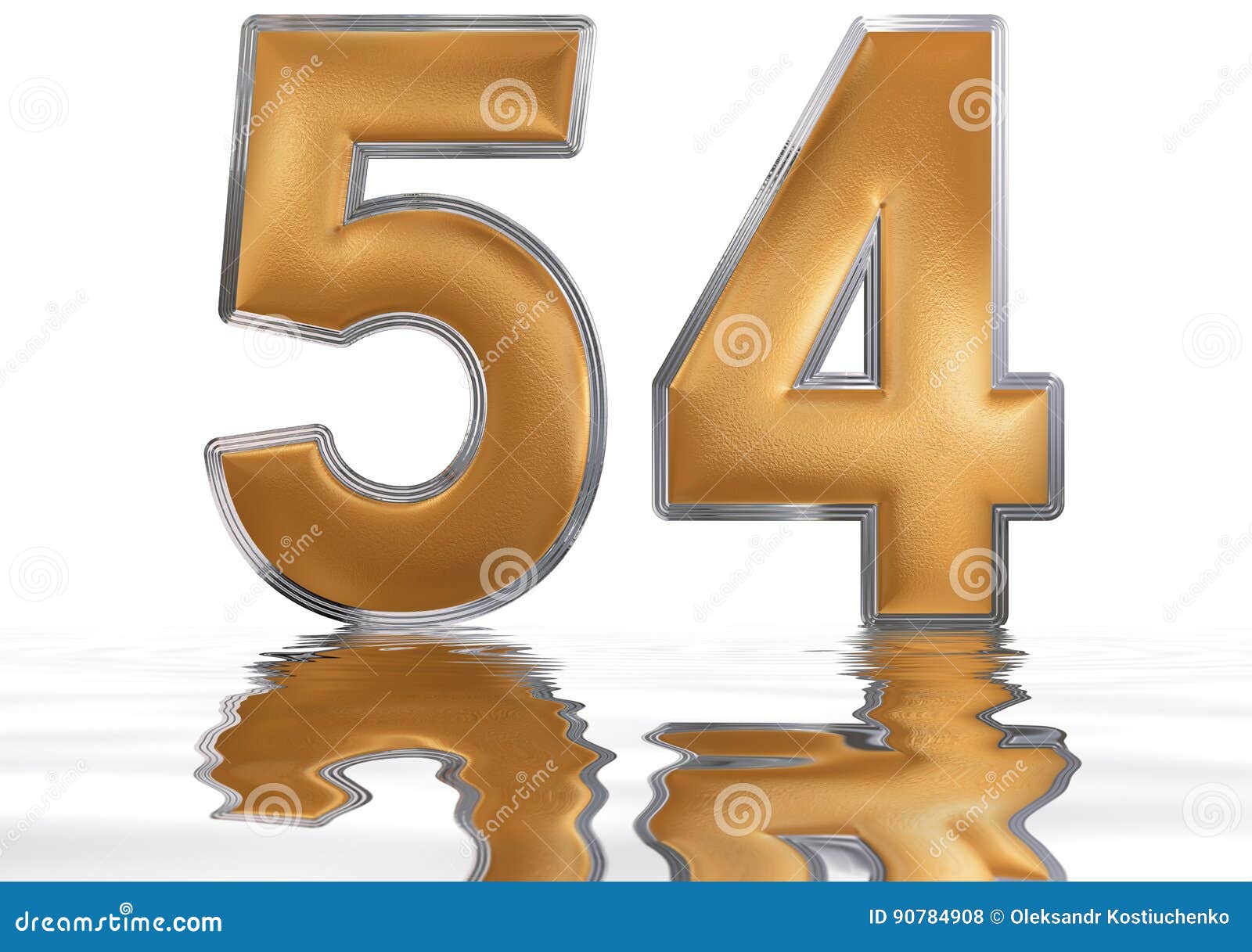 Numeral 54, Fifty Four, Reflected on the Water Surface, Stock ...