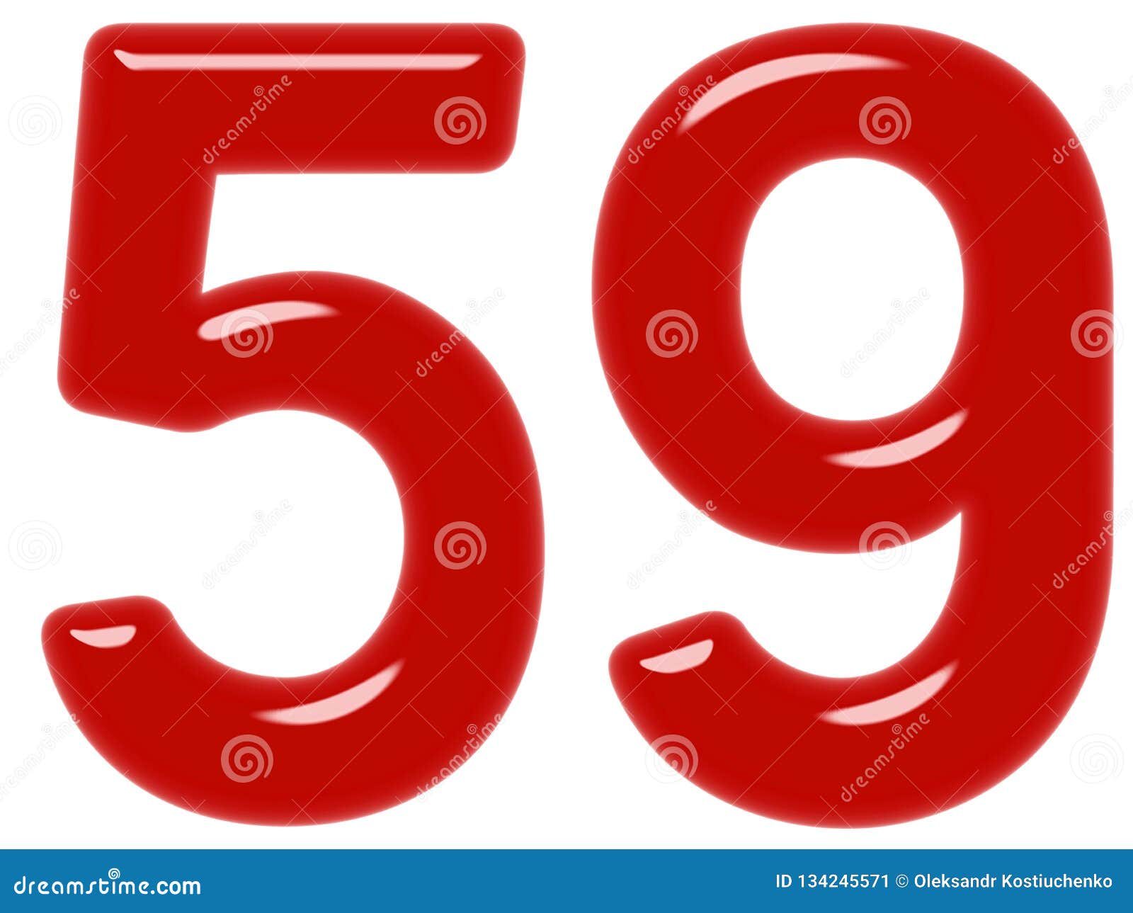 Numeral 59, Fifty Nine, Isolated on White Background, 3d Render Stock ...