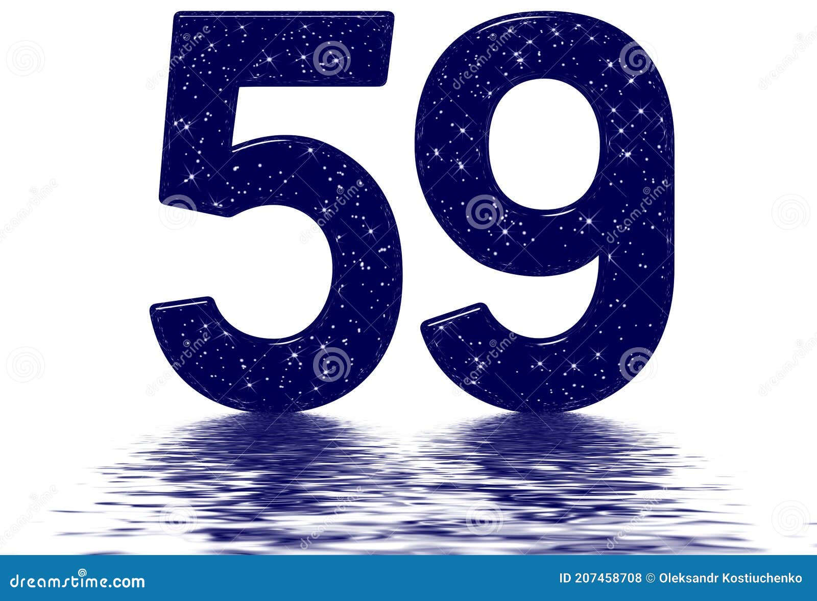 Numeral 59, Fifty Nine, Star Sky Texture Imitation, Reflected on the ...