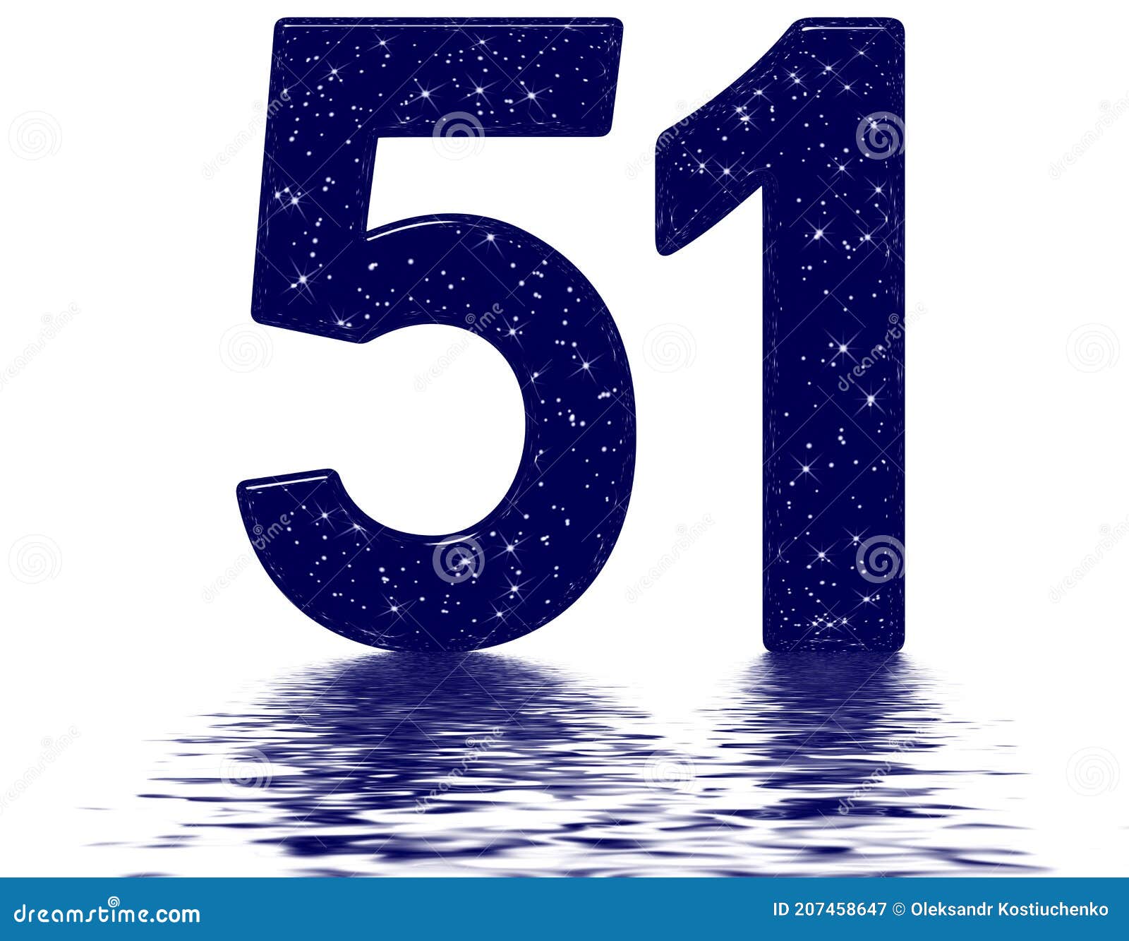 Numeral 51, Fifty One, Star Sky Texture Imitation, Reflected on the ...