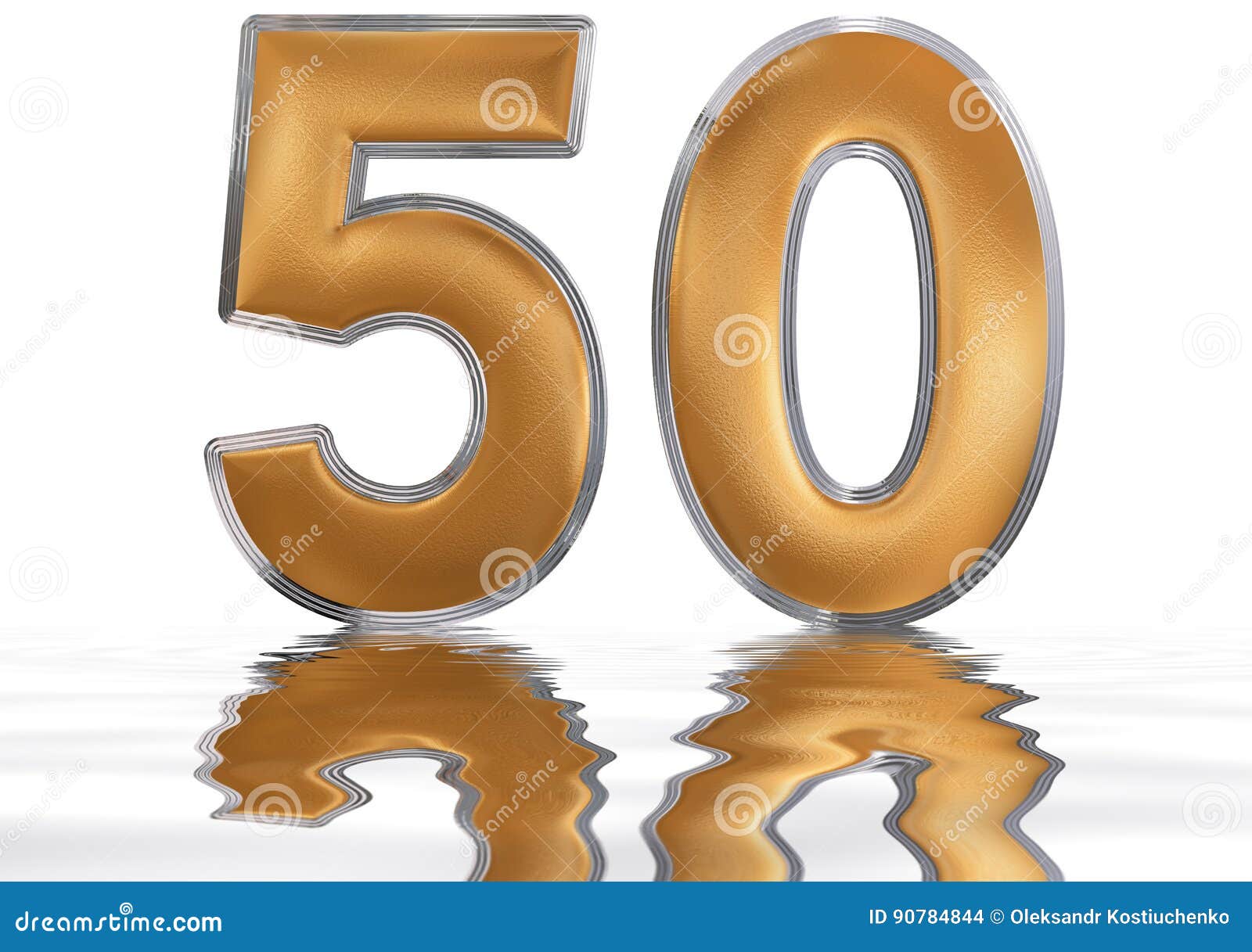 Numeral 50, Fifty, Reflected on the Water Surface, on Stock ...
