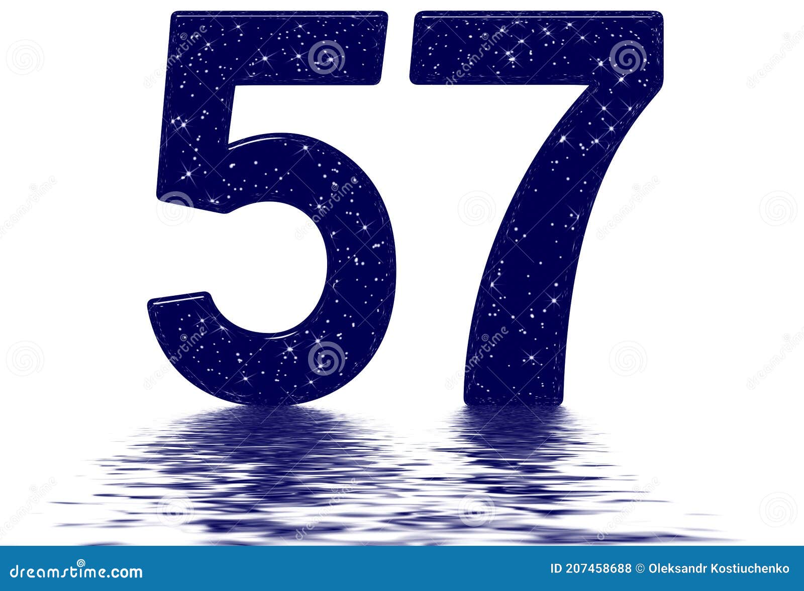 Numeral 57, Fifty Seven, Star Sky Texture Imitation, Reflected on the ...