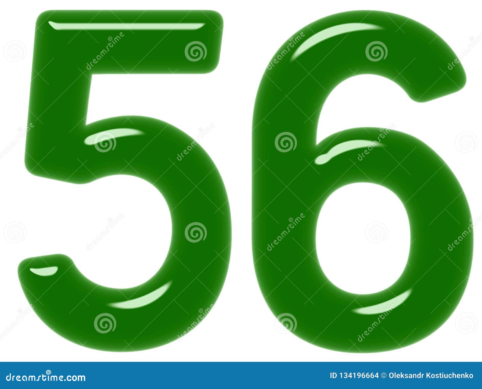 Numeral 56, Fifty Six, Isolated on White Background, 3d Render Stock ...