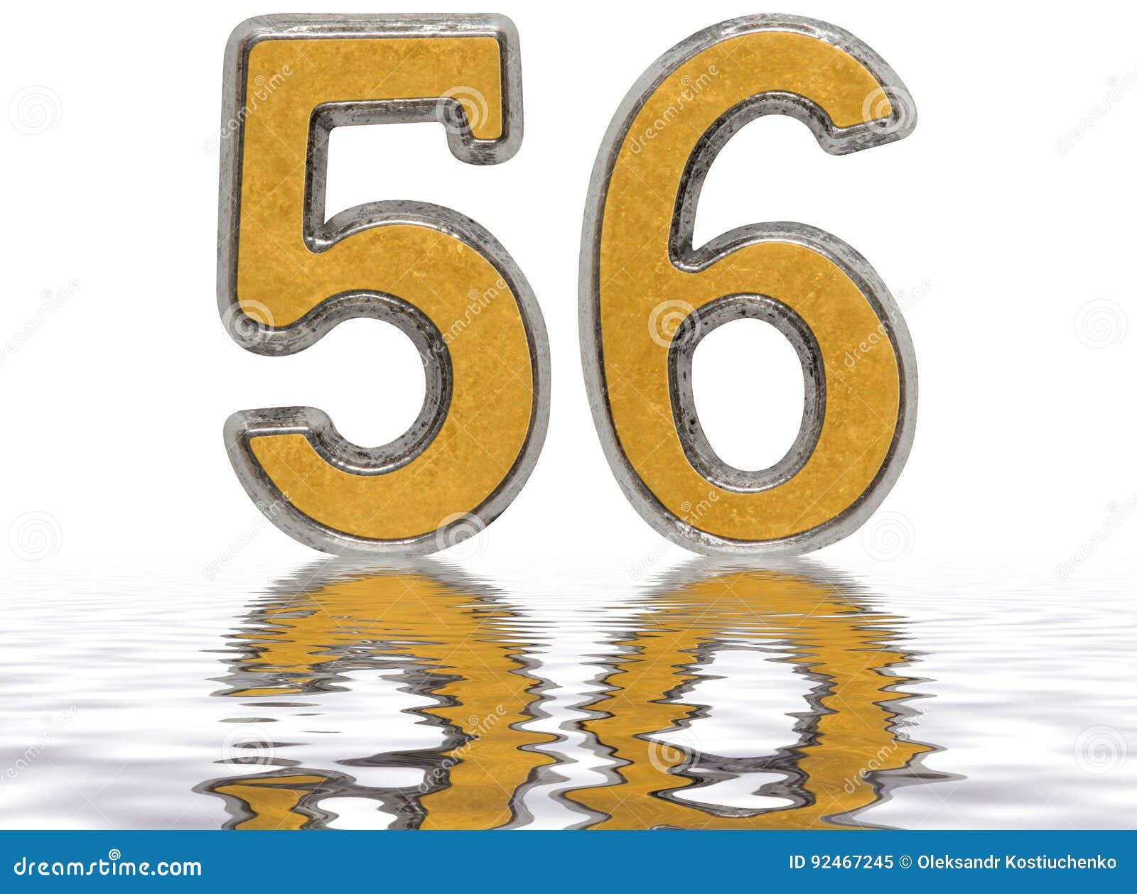 Numeral 56, Fifty Six, Reflected on the Water Surface, Isolated Stock ...