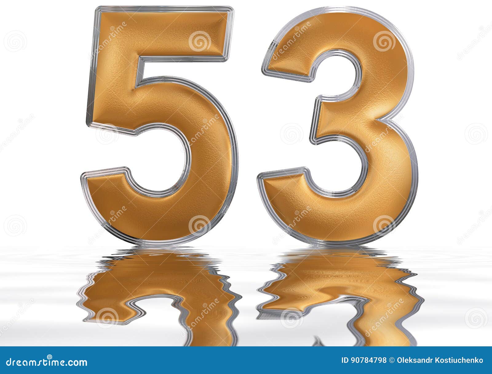 Numeral 53, Fifty Three, Reflected on the Water Surface, Isolate Stock ...