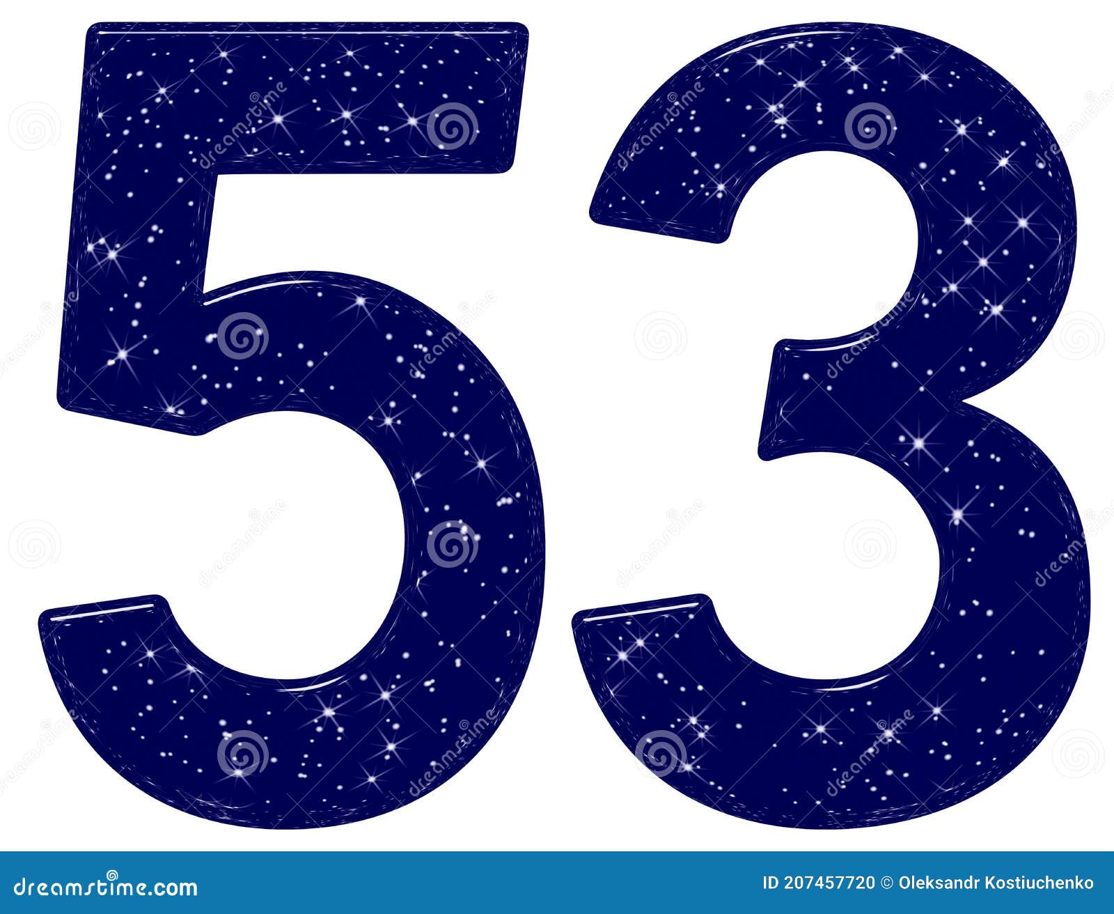 Numeral 53, Fifty Three, Star Sky Texture Imitation, Isolated on White ...