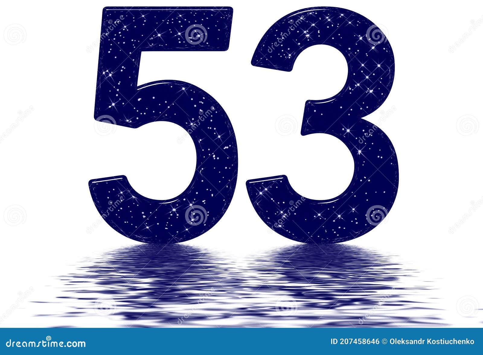 Numeral 53, Fifty Three, Star Sky Texture Imitation, Reflected on the ...