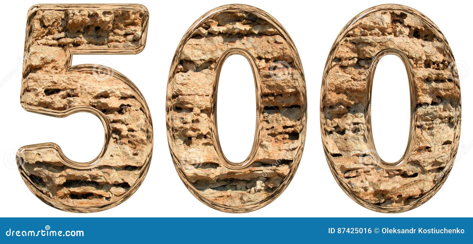 Numeral 500, Five Hundred, on White, Natural Limestone, Stock ...