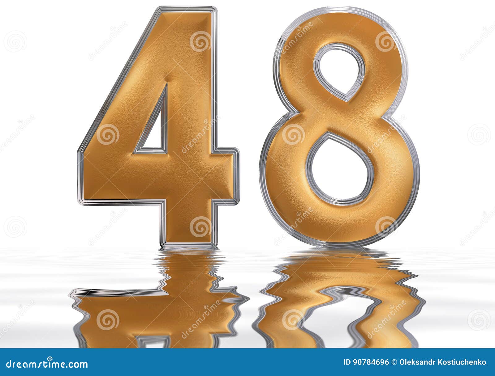Numeral 48, Forty Eight, Reflected on the Water Surface, Isolate Stock ...
