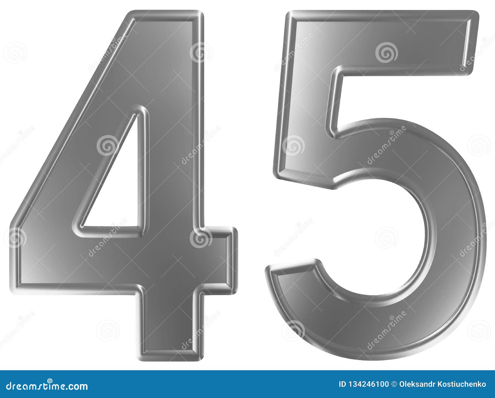 Numeral 45, Forty Five, Isolated on White Background, 3d Render Stock ...