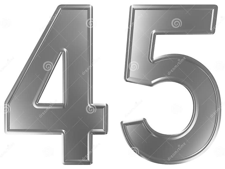 Numeral 45, Forty Five, Isolated on White Background, 3d Render Stock ...
