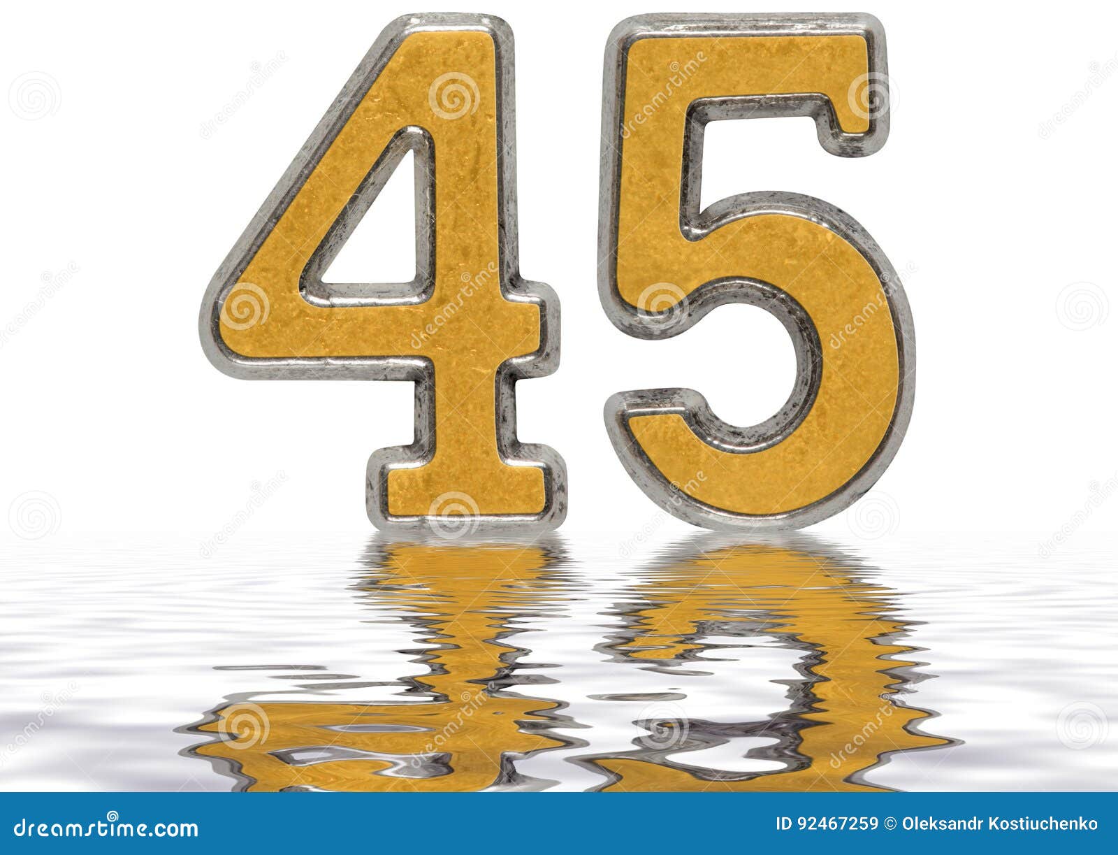Numeral 45, Forty Five, Reflected on the Water Surface, Stock ...