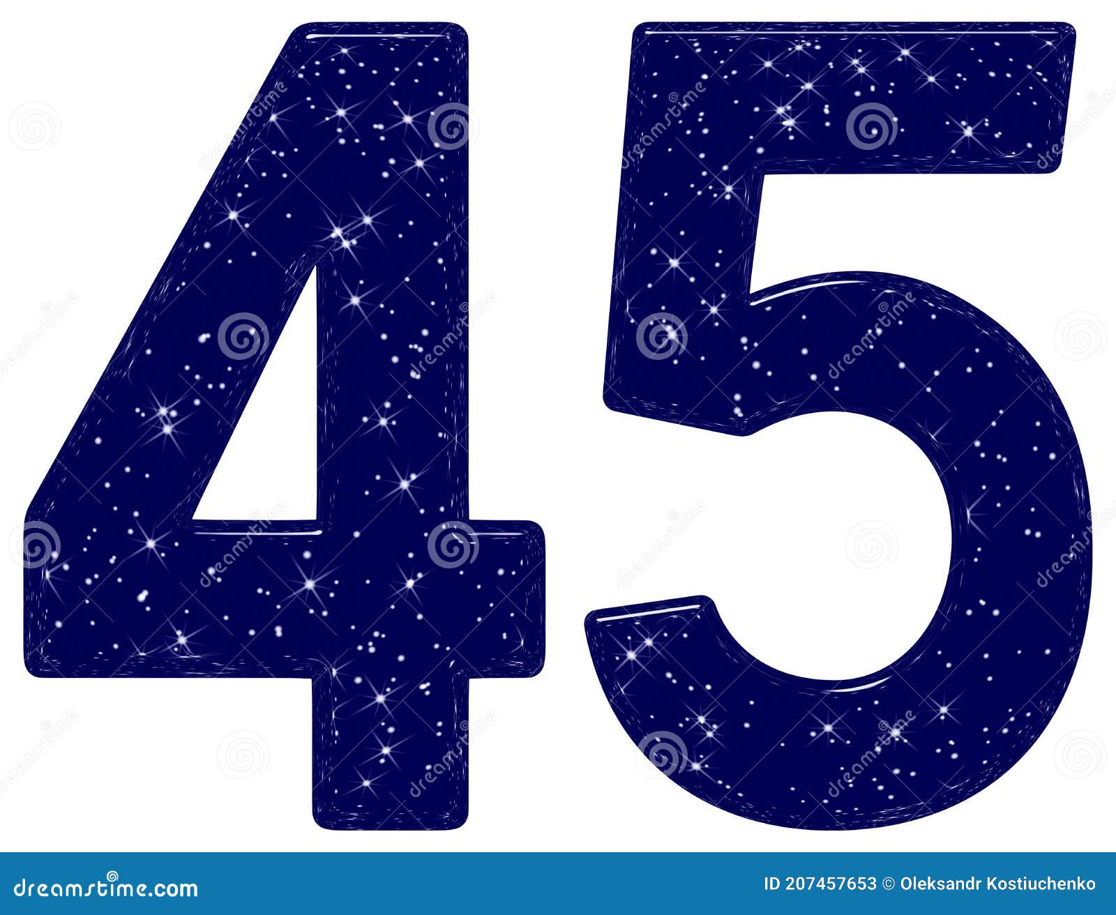 Numeral 45, Forty Five, Star Sky Texture Imitation, Isolated on White ...