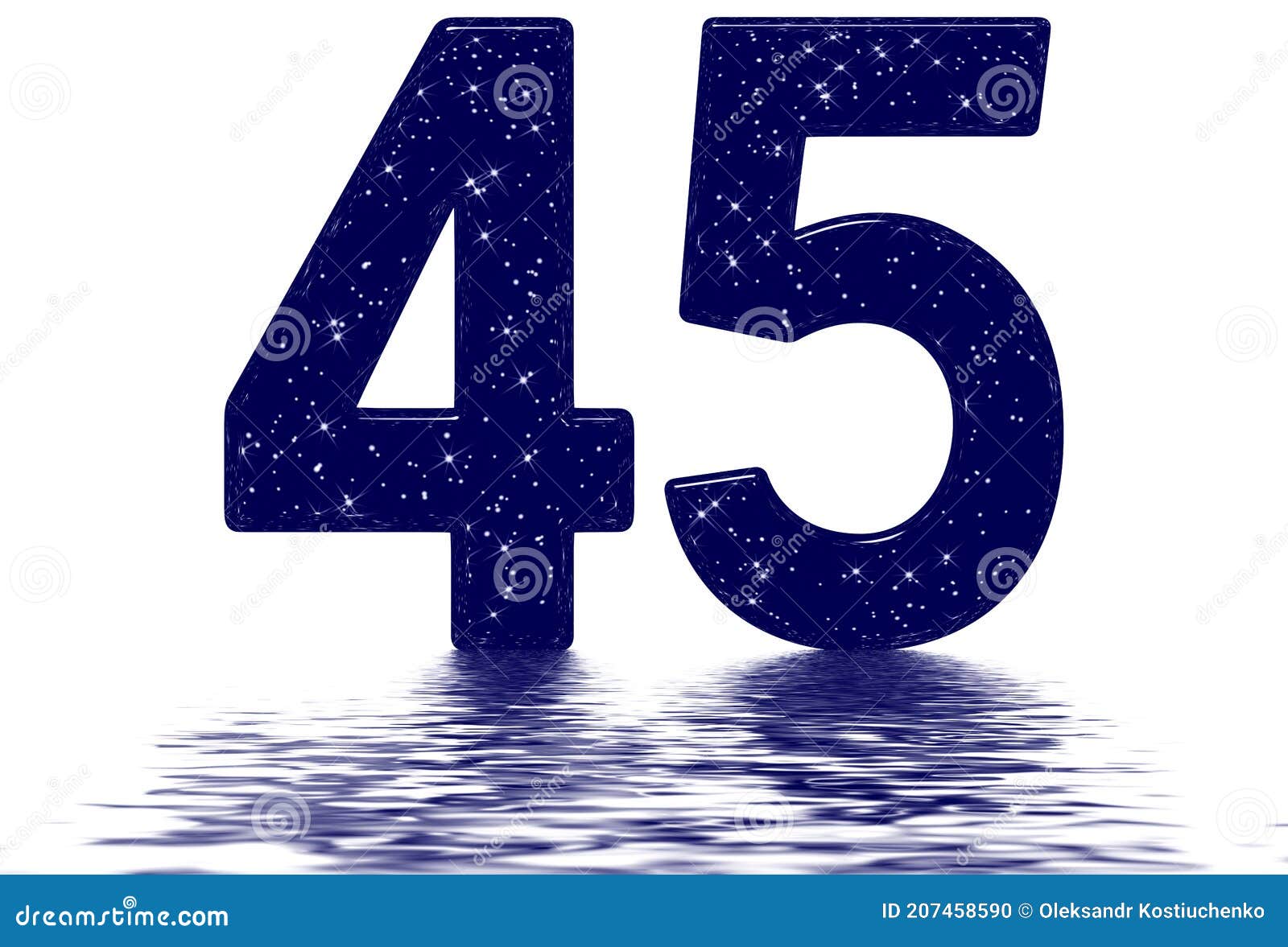 Numeral 45, Forty Five, Star Sky Texture Imitation, Reflected on the ...