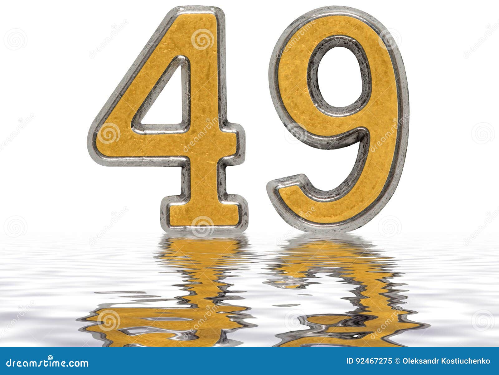Numeral 49, Forty Nine, Reflected on the Water Surface, Isolated Stock ...