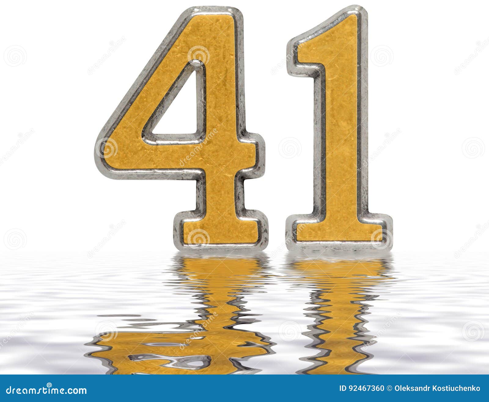 Numeral 41, Forty One, Reflected on the Water Surface, Isolated Stock ...