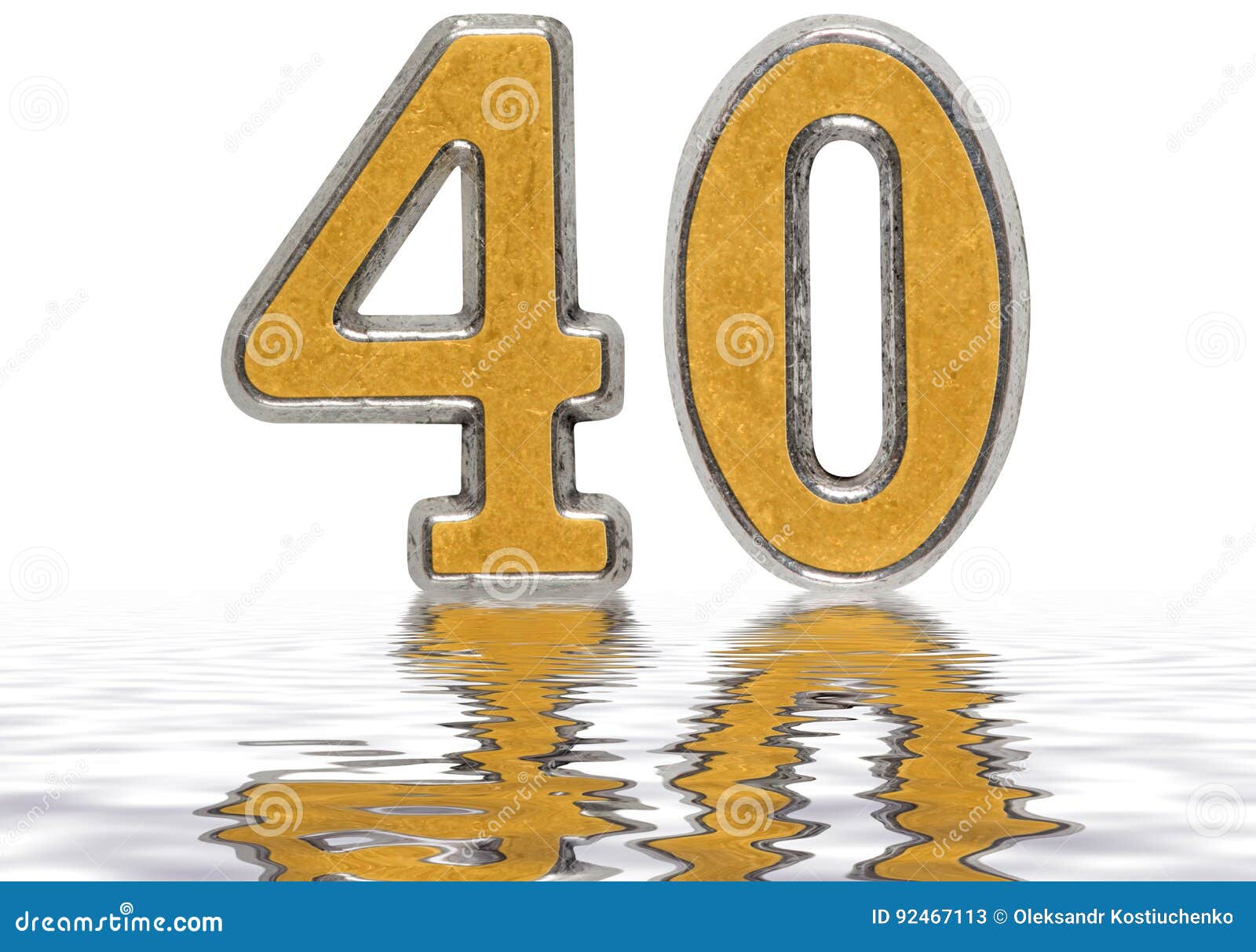 Numeral 40, Forty, Reflected on the Water Surface, Isolated Stock ...