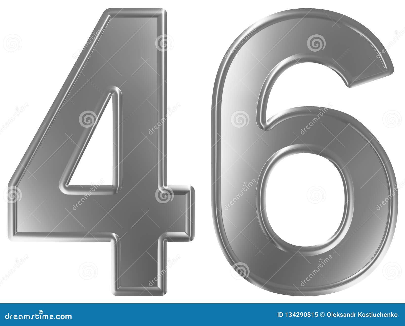 Numeral 46, Forty Six, Isolated on White Background, 3d Render Stock ...