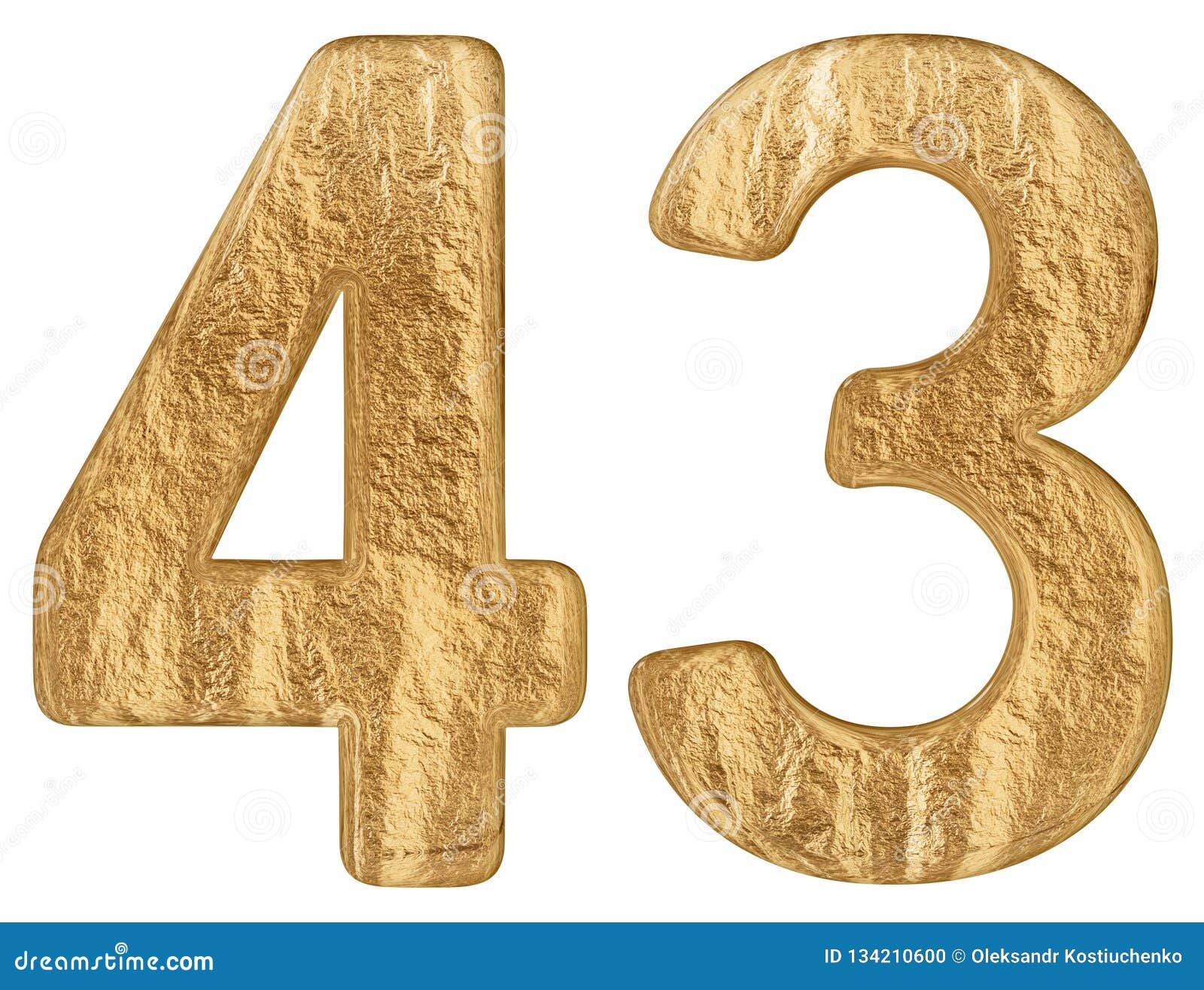 Numeral 43, Forty Three, Isolated on White Background, 3d Render Stock ...