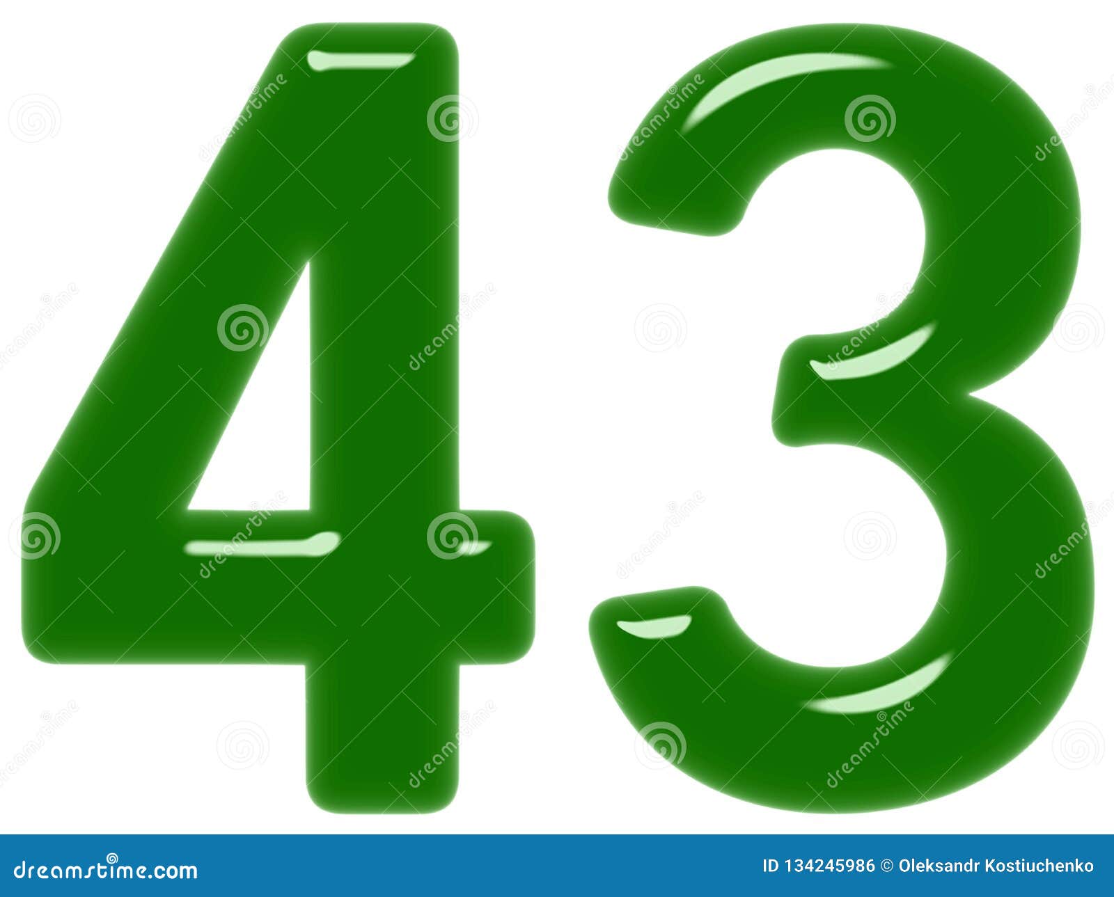 Numeral 43, Forty Three, Isolated on White Background, 3d Render Stock ...