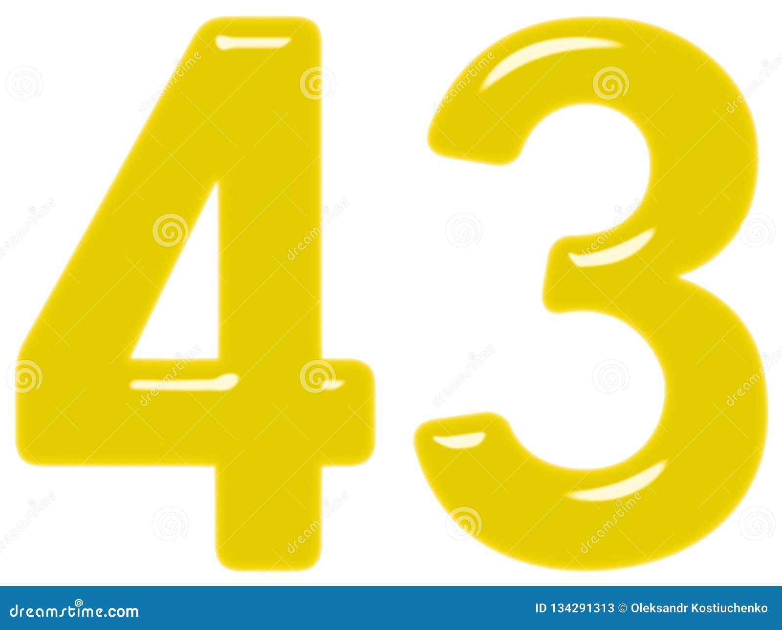 Numeral 43, Forty Three, Isolated on White Background, 3d Render Stock ...