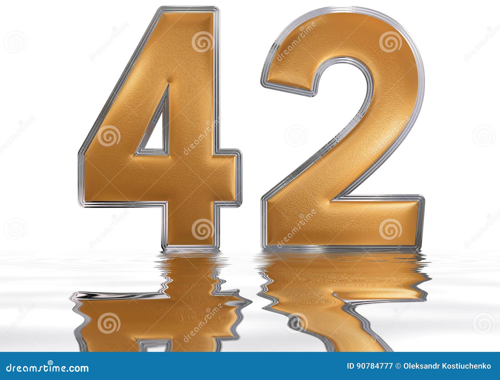 Numeral 42, Forty Two, Reflected on the Water Surface, Stock ...