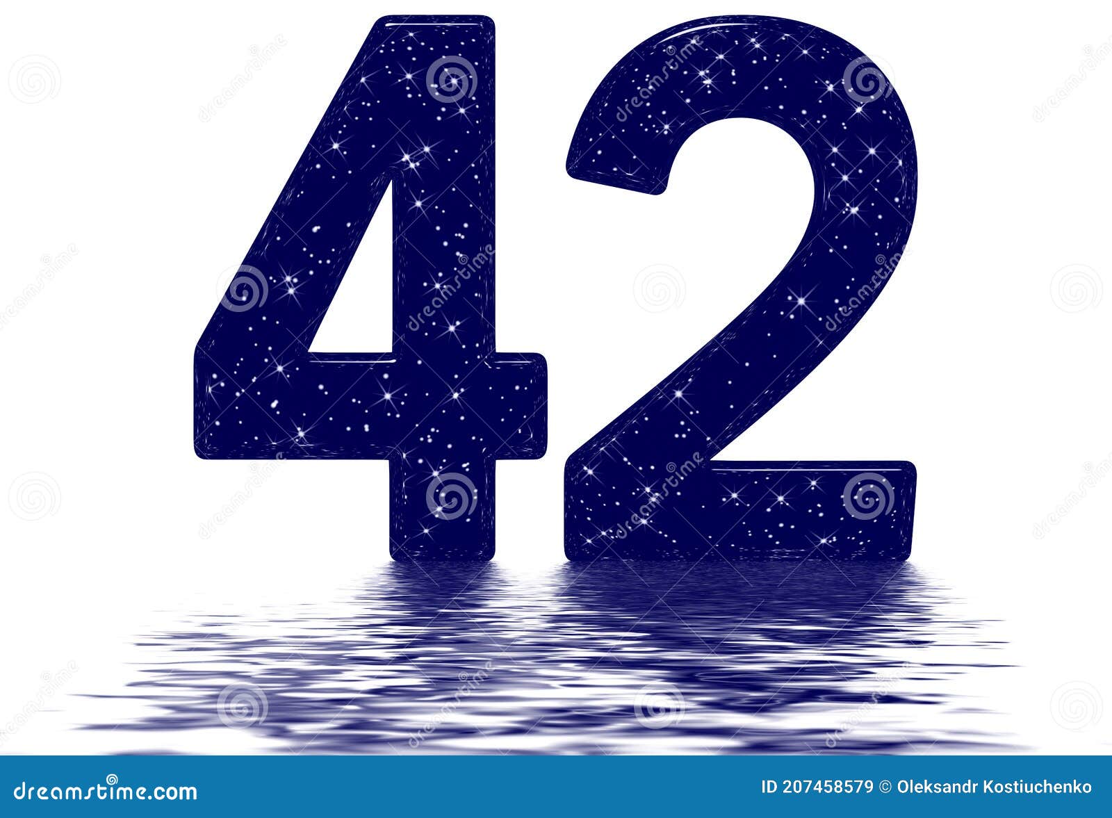 Numeral 42, Forty Two, Star Sky Texture Imitation, Reflected on the ...