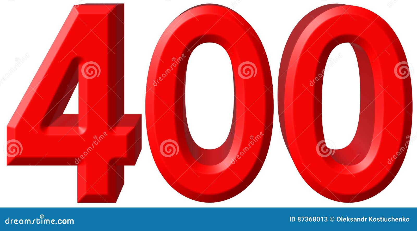 Numeral 400, Four Hundred, Isolated on White Background, 3d Rend Stock ...