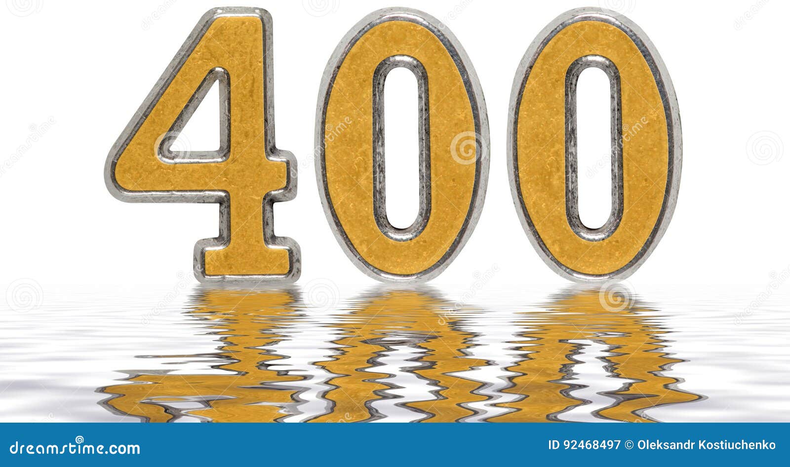 Numeral 400, Four Hundred, Reflected on the Water Surface, Isolated on ...