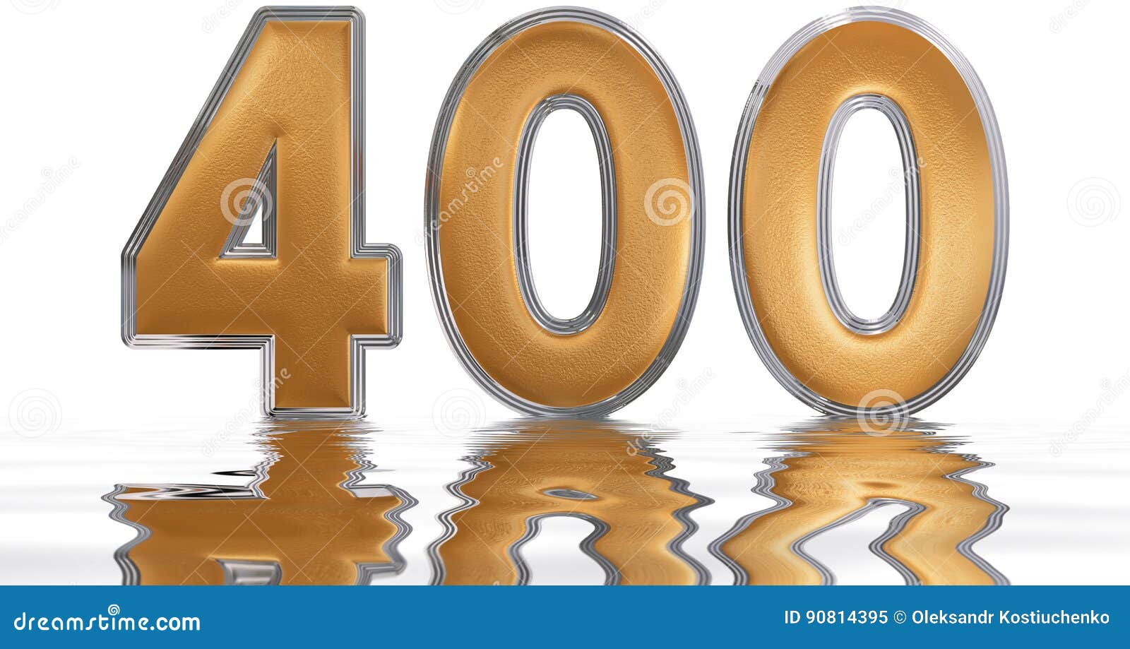 Numeral 400, Four Hundred, Reflected on the Water Surface Stock ...