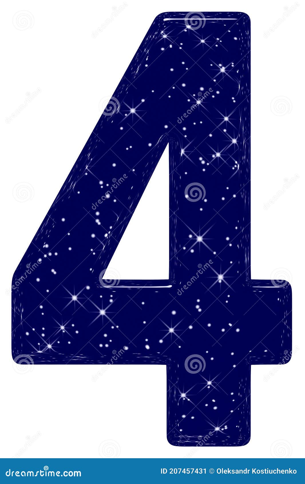 Numeral 4, Four, Star Sky Texture Imitation, Isolated on White ...