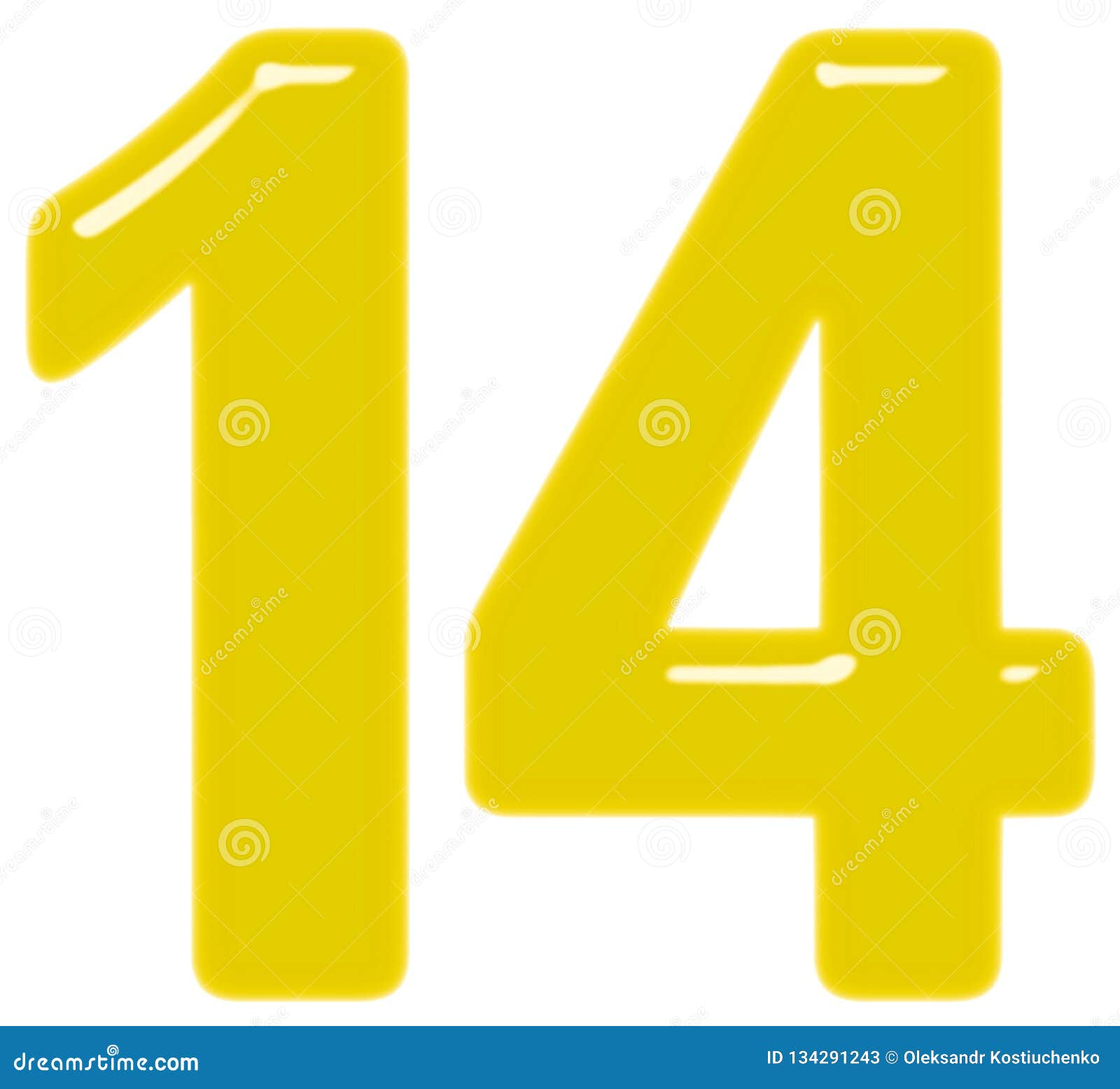 Numeral 14, Fourteen, Isolated on White Background, 3d Render Stock ...