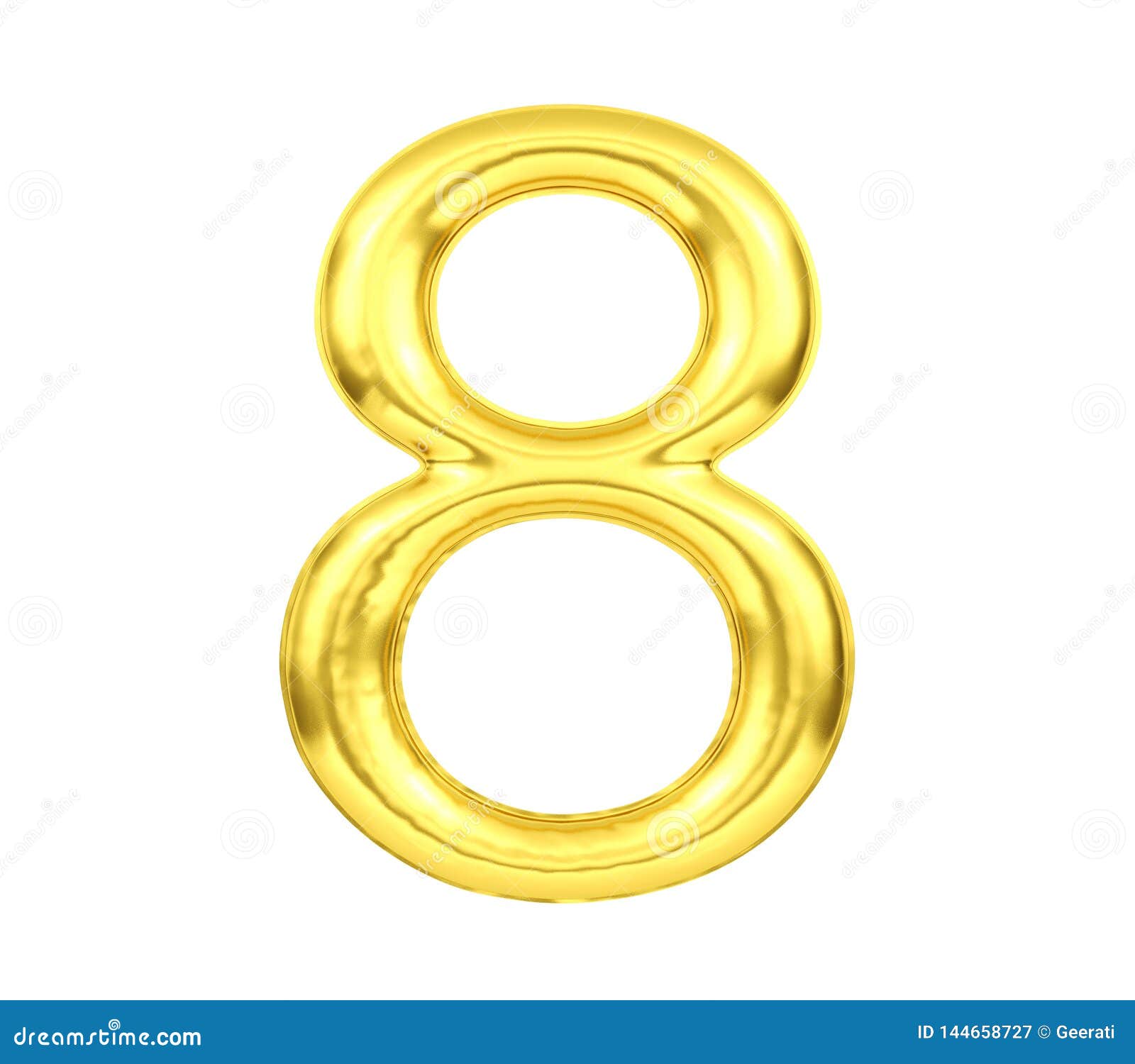 Numeral 8, Golden Balloon Number Eight Isolated On White Background, 3D ...