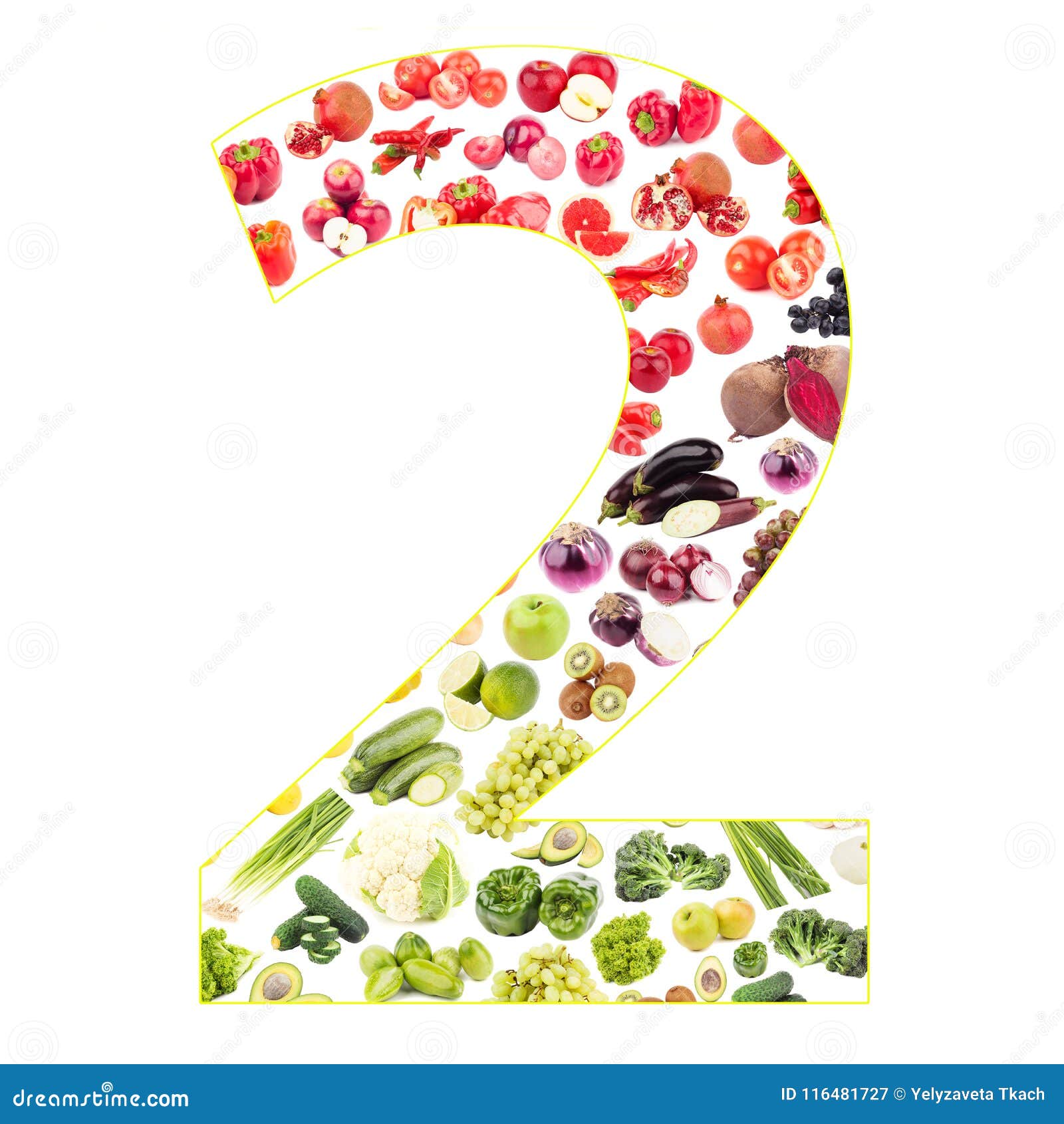 Numeral Made from Fruits and Vegetables, Isolated Stock Image - Image ...