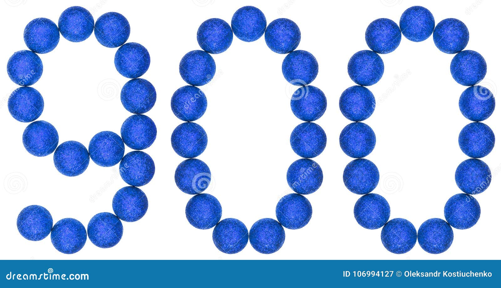 Numeral 900, Nine Hundred, from Decorative Balls, Isolated on White ...