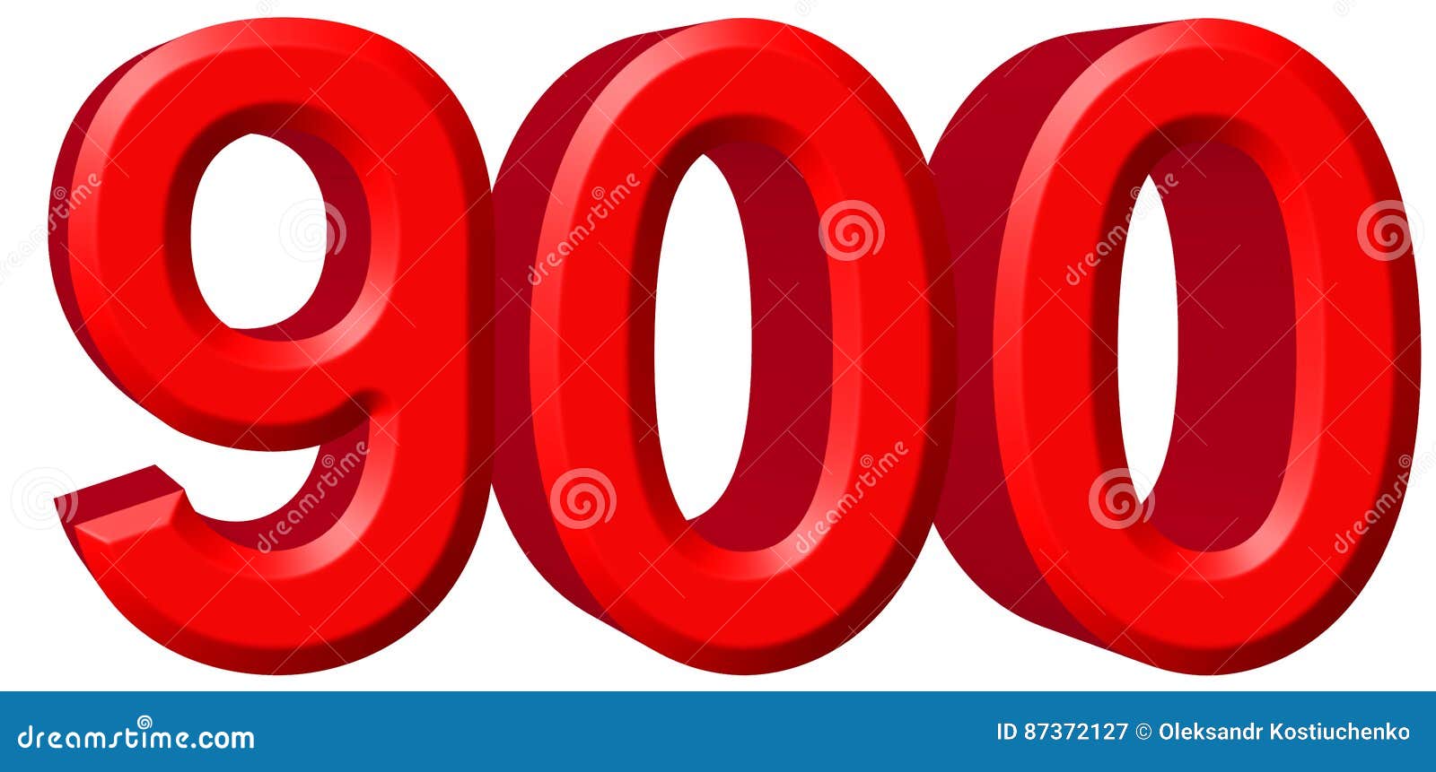 Numeral 900, Nine Hundred, Isolated on White Background, 3d Stock ...