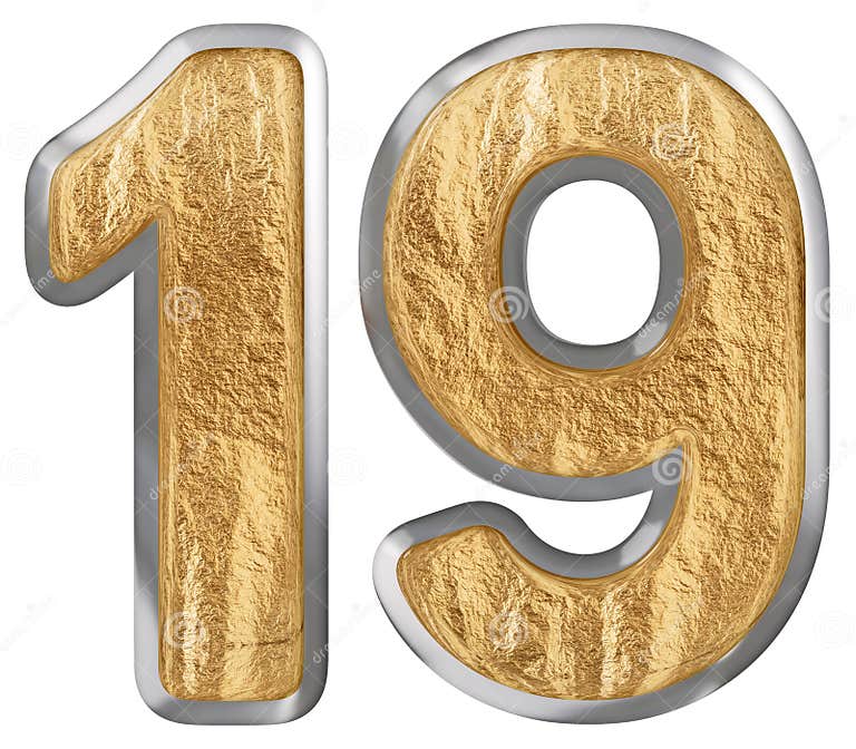 Numeral 19, Nineteen, Isolated on White Background, 3d Render Stock ...