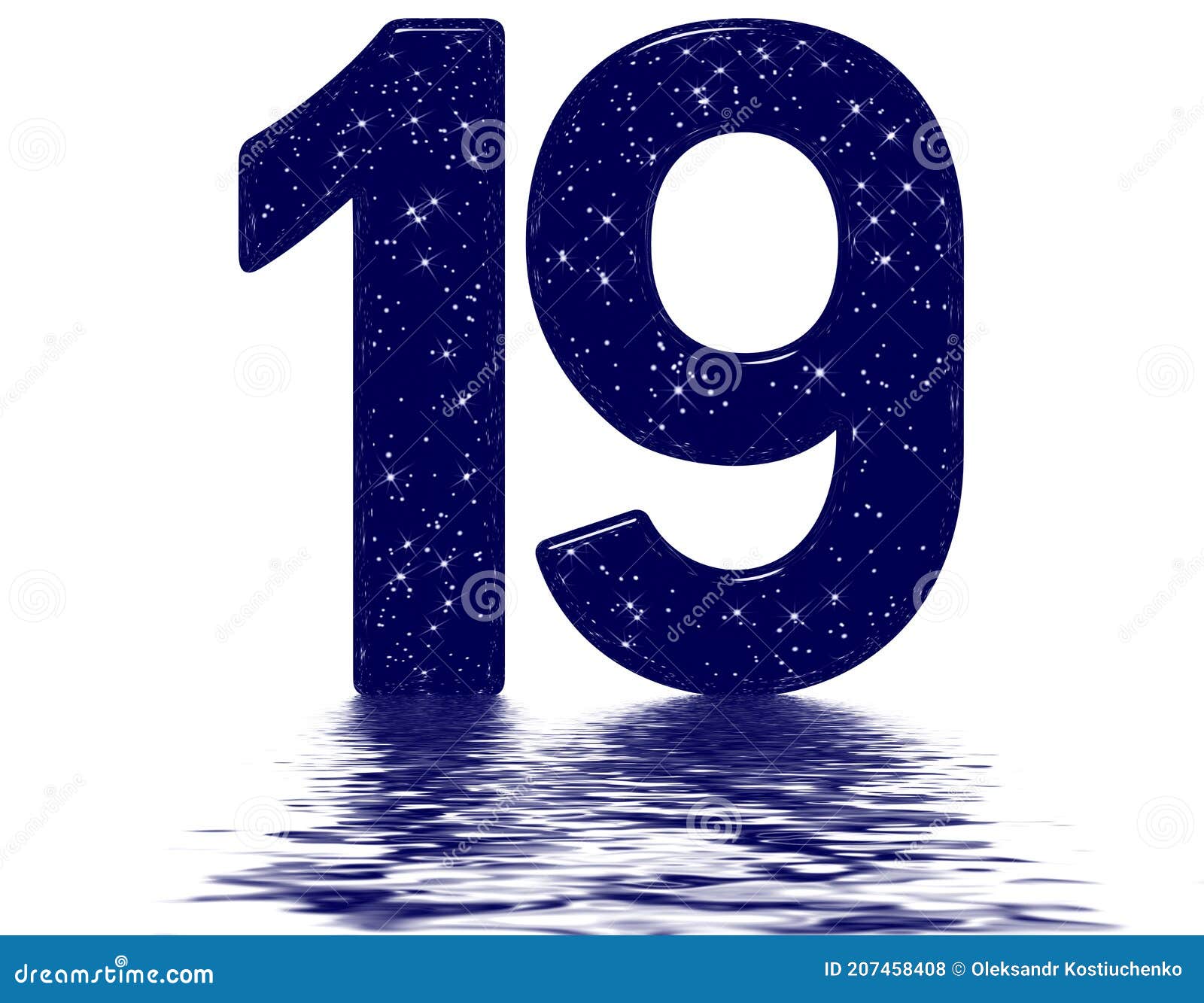 Numeral 19, Nineteen, Star Sky Texture Imitation, Reflected on the ...