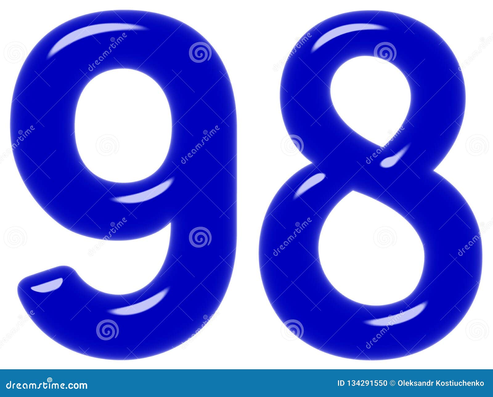 Numeral 98, Ninety Eight, Isolated on White Background, 3d Render Stock ...