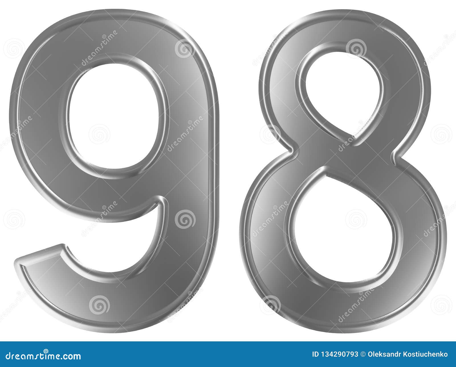 Numeral 98, Ninety Eight, Isolated on White Background, 3d Render Stock ...
