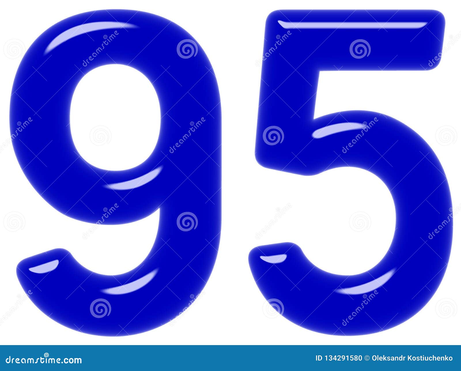 Numeral 95, Ninety Five, Isolated on White Background, 3d Render Stock ...