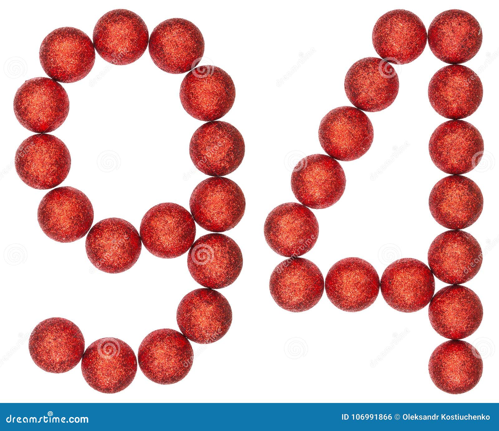 Numeral 94, Ninety Four, from Decorative Balls, Isolated on Whit Stock ...