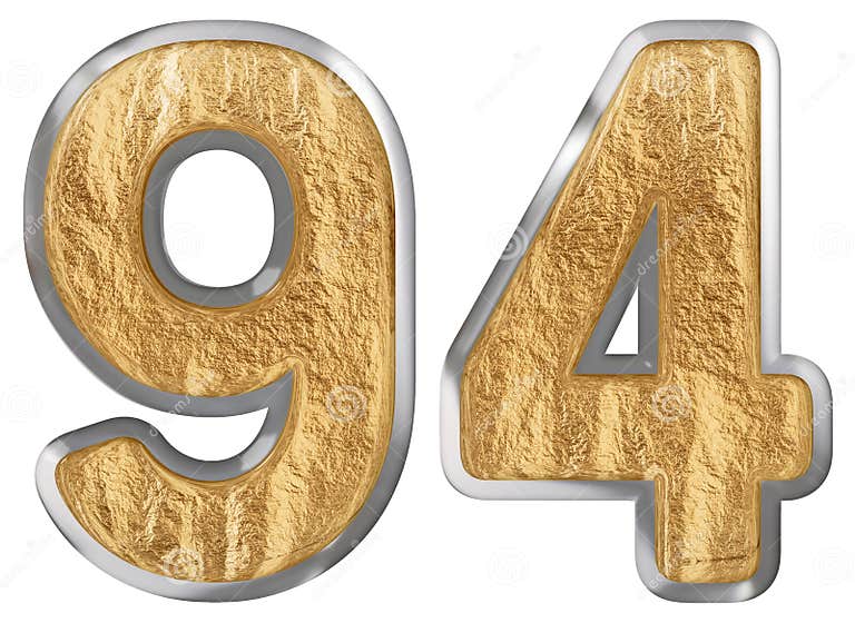 Numeral 94, Ninety Four, Isolated on White Background, 3d Render Stock ...